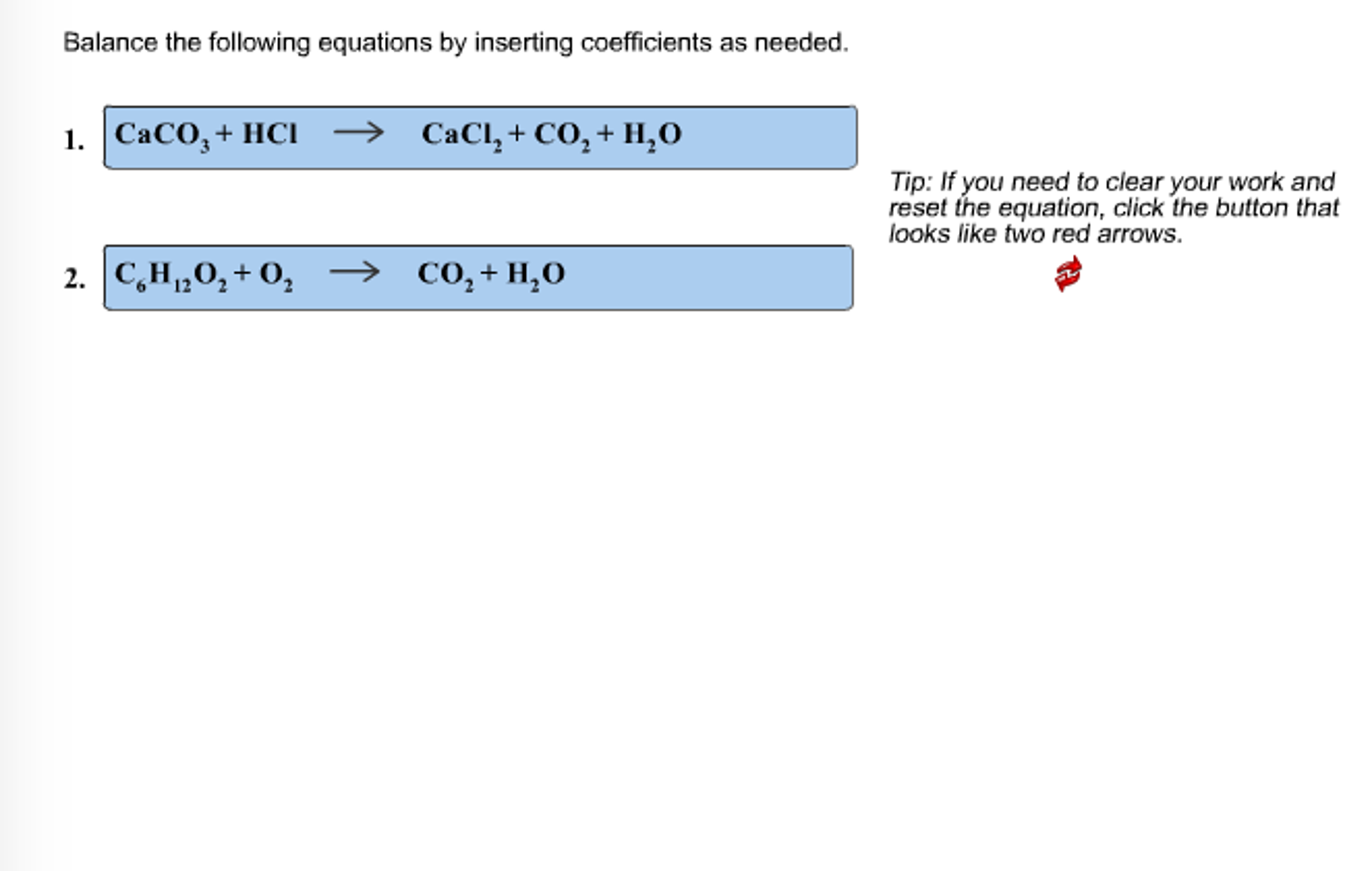 Solved Balance the following equations by inserting | Chegg.com