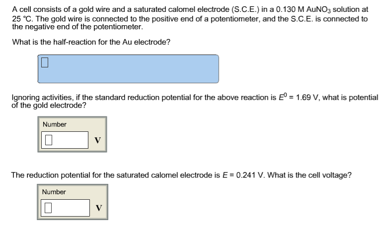 Solved A cell consists of a gold wire and a saturated | Chegg.com