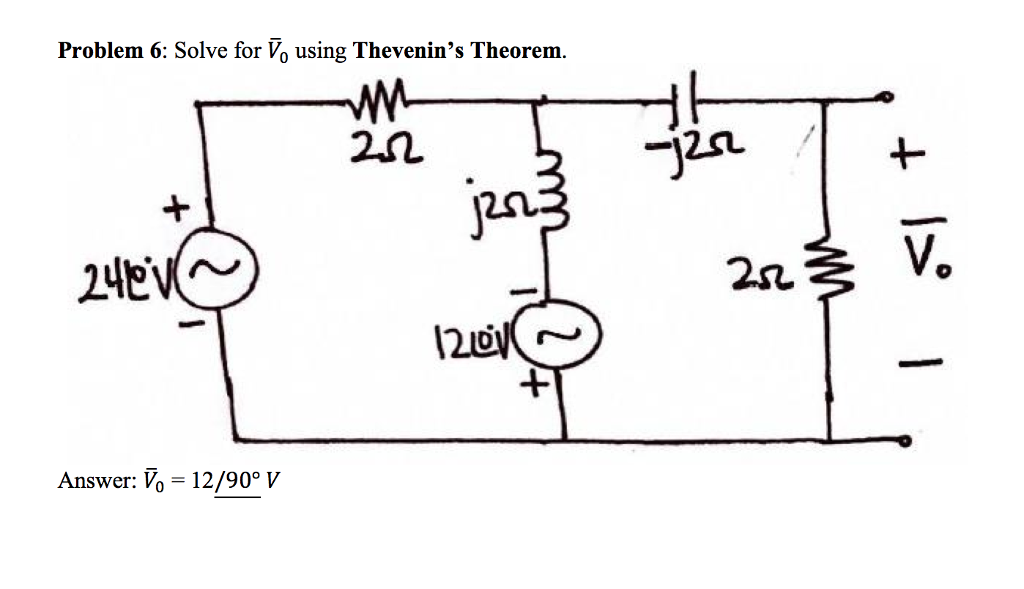 Solved Problem 6: Solve for Vo using Thevenin's Theorem 21 | Chegg.com