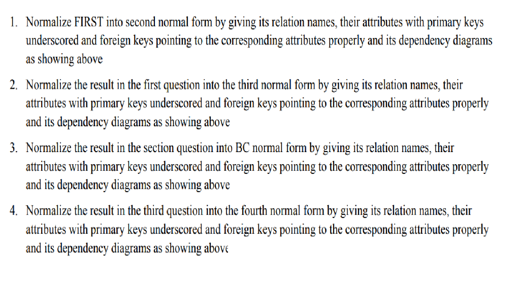 Solved Normalization Given a database consisting of one | Chegg.com