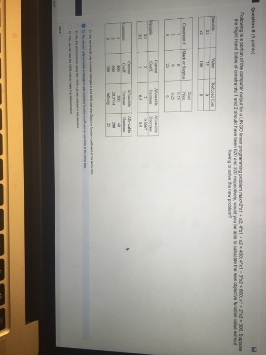 Solved Following is a portion of the computer output for a | Chegg.com