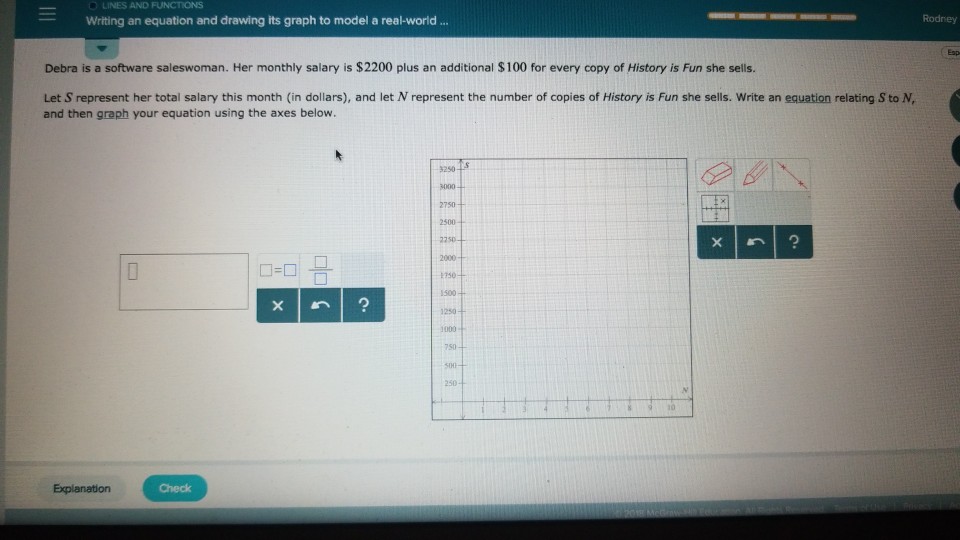 Solved LINES AND FUNCTIONS Writing an equation and drawing | Chegg.com