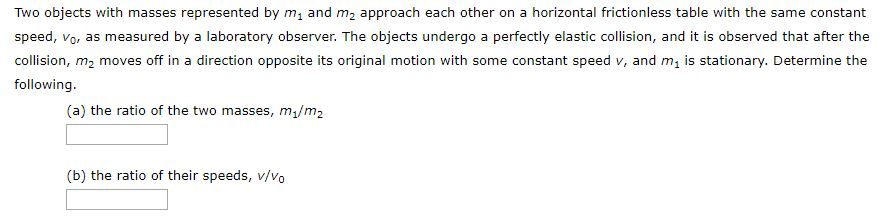 Solved Two objects with masses represented by m and m2 | Chegg.com