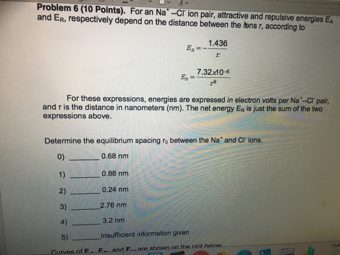 Solved For an Na^+ --Cl^- ion pair, attractive and repulsive | Chegg.com