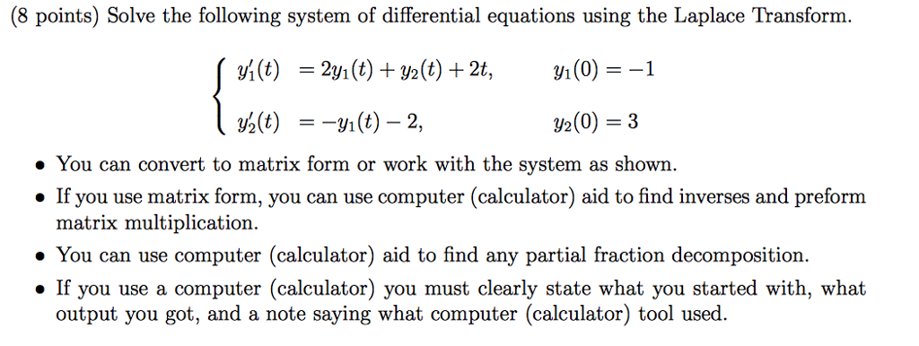 Solved Solve the following system of differential equations | Chegg.com