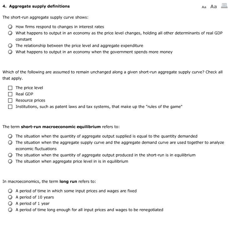 Solved The short-run aggregate supply curve shows: How | Chegg.com