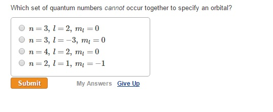 Solved Which set of quantum numbers cannot occur together to | Chegg.com