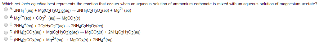 Solved Which net ionic equation best represents the | Chegg.com