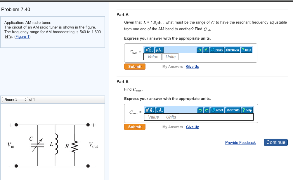 Solved AM radio tuner: The circuit of an AM radio tuner is | Chegg.com