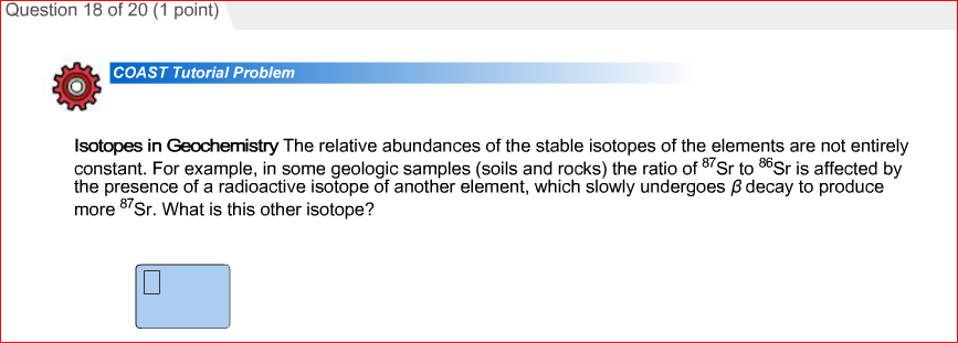 Solved Question 18 of 20 (1 point) COAST Tutorial Problem | Chegg.com