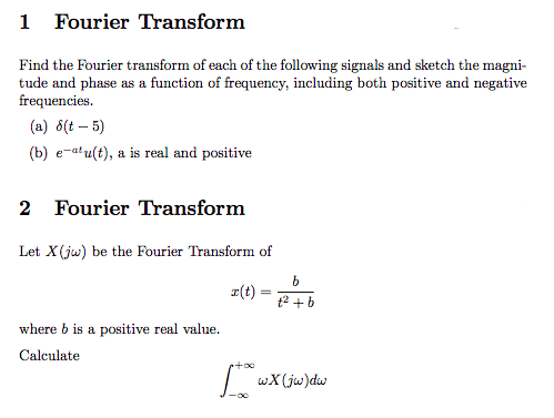 Solved 1 Fourier Transform Find the Fourier transform of | Chegg.com