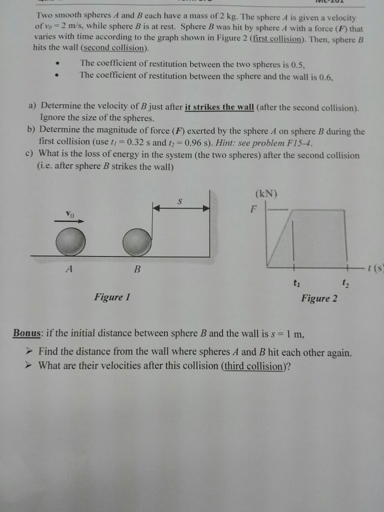 Solved Two smooth spheres A and B each have a mass of 2 kg. | Chegg.com