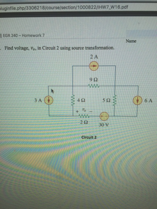 Solved Find voltage, v_0, in Circuit 2 using source | Chegg.com
