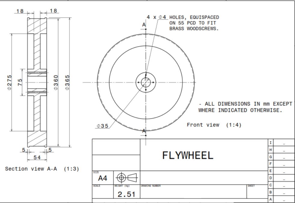 Solved 1誃 18 4 x Φ4 HOLES, EQU|SPACED ON 55 PCD TO FIT BRASS | Chegg.com