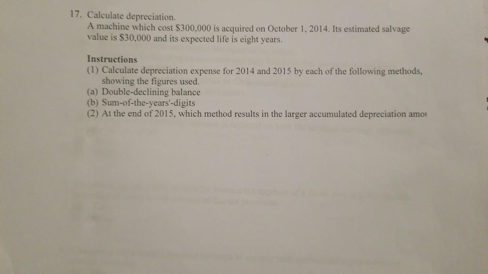 Solved 17. Calculate depreciation A machine which cost | Chegg.com