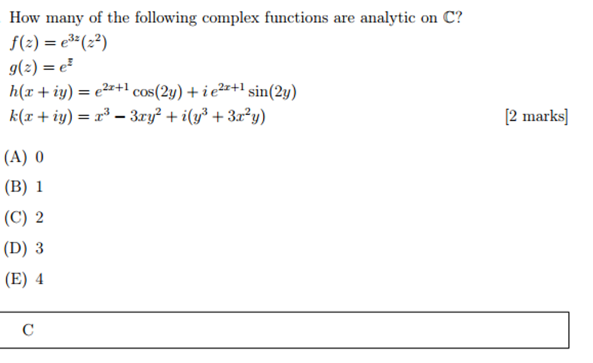Solved How many of the following complex functions are | Chegg.com