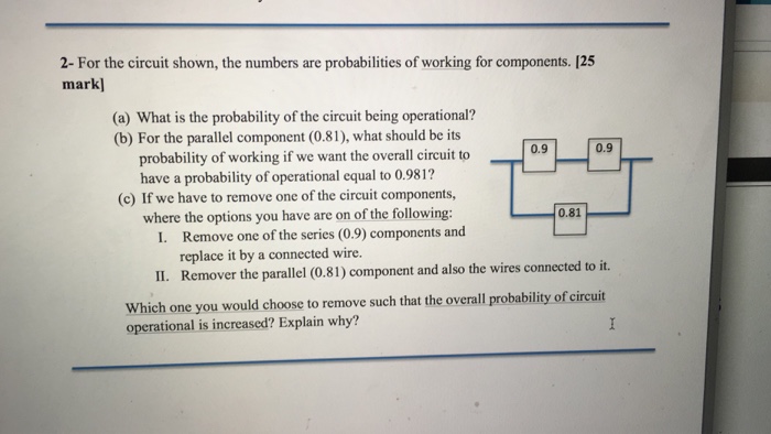 Solved For the circuit shown, the numbers are probabilities | Chegg.com