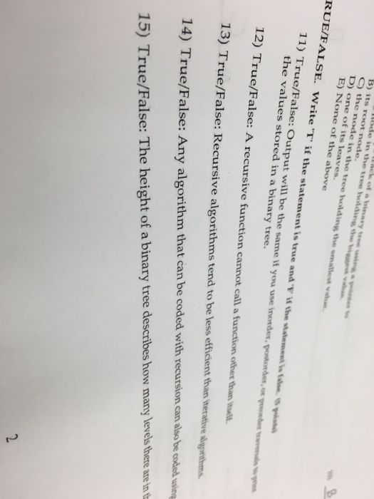 Solved Truefalse A Recursive Function Cannot Call A 