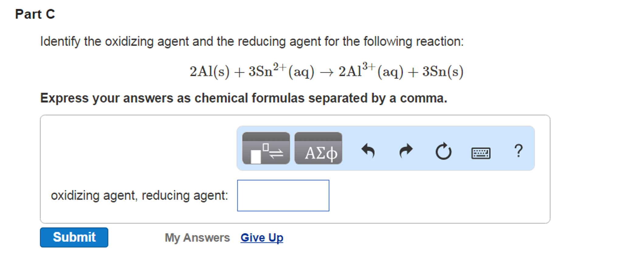 Solved Part B Identify the oxidizing agent and the reducing | Chegg.com