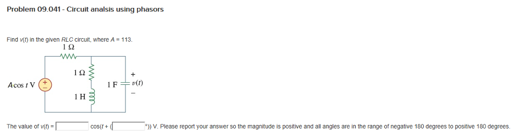 Solved Problem 09.041 - Circuit analsis using phasors Find | Chegg.com