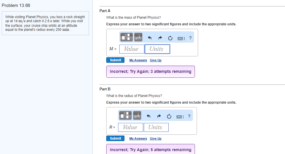 Solved Problem 13 ; Part A While visiting Planet Physics, | Chegg.com