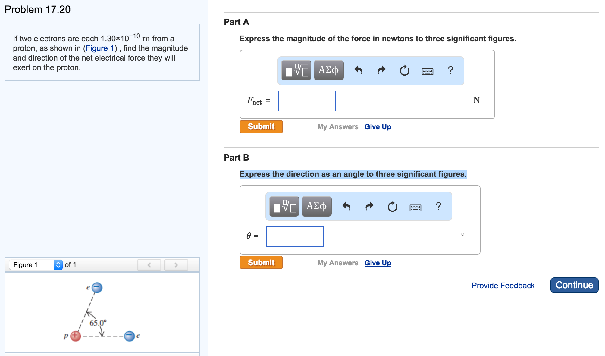 Solved If two electrons are each 1.30×10?10 m from a proton, | Chegg.com