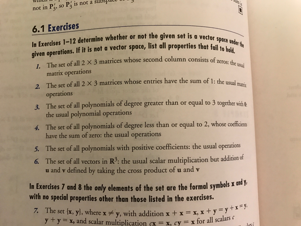 Solved Determine whether or not the given set is a vector | Chegg.com