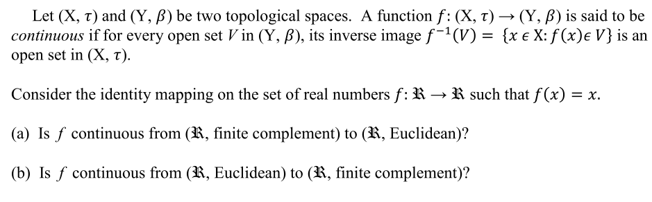 Solved Let X T And Y B Be Two Topological Spaces A