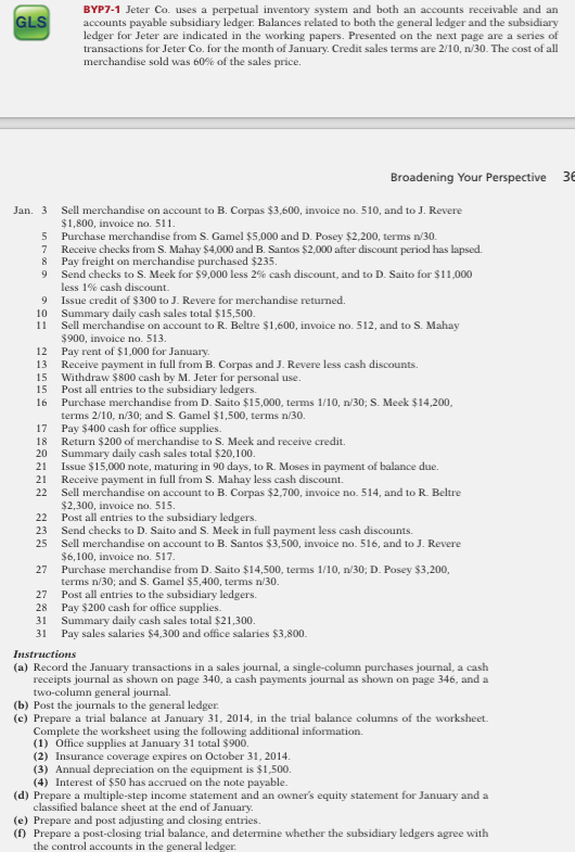 BYP7-1 Jeter Co. uses a perpetual inventory system | Chegg.com