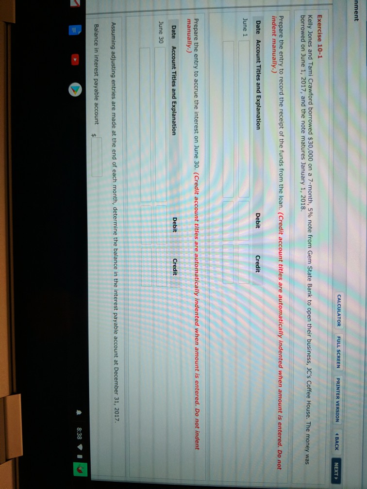 Solved nment CALCULATOR FULL SCREEN PRINTER VERSION BACK | Chegg.com