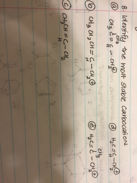 Solved Identify the most stable carbocation. | Chegg.com