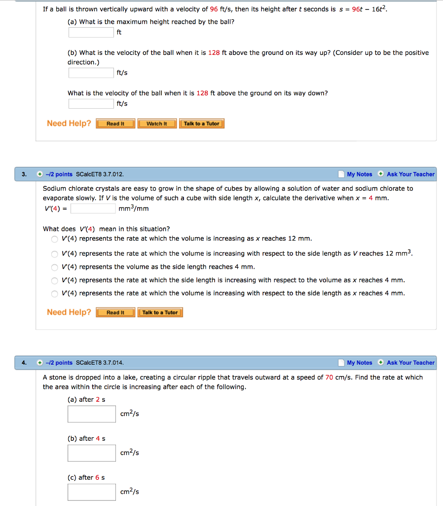 Solved If a ball is thrown vertically upward with a velocity | Chegg.com