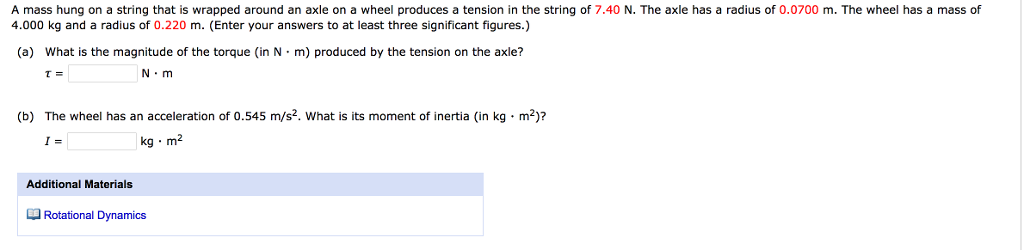 Solved A mass hung on a string that is wrapped around an | Chegg.com
