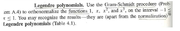 Solved Legendre polynomials. Use the Gram-Schmidt procedure | Chegg.com