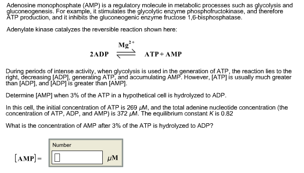 Solved Adenosine monophosphate (AMP) is a regulatory | Chegg.com