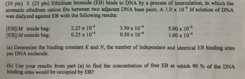 Ethidium bromide (EB) binds to DNA by a process of | Chegg.com