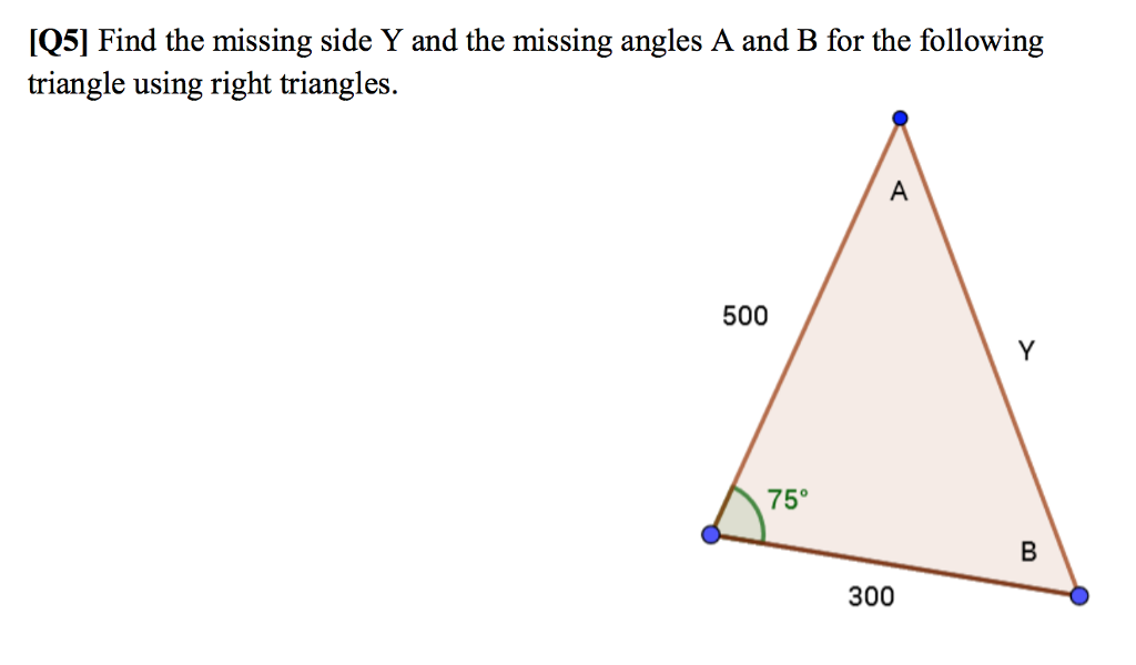 Solved Q51 Find the missing side Y and the missing angles A | Chegg.com