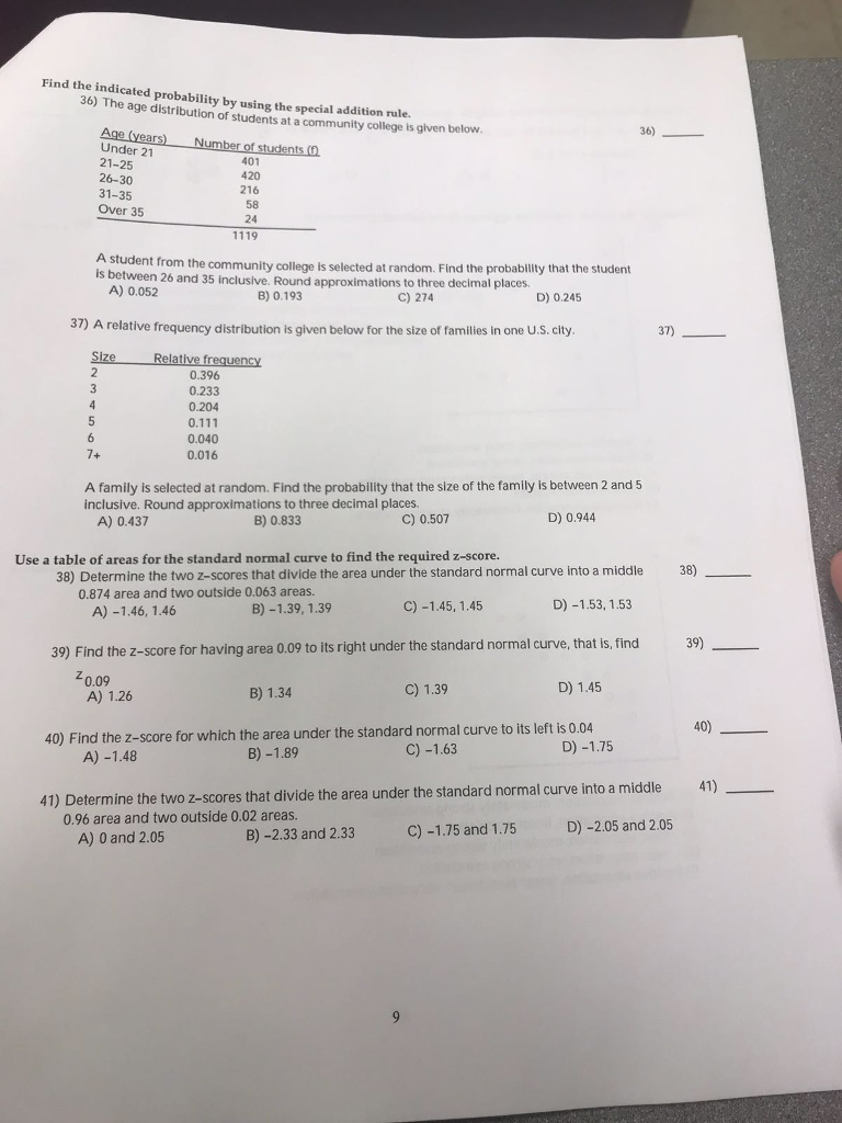 Solved Find The Indicated Probability By Using The Special Chegg Solved Find The Indicated Probability By Using The Special Chegg