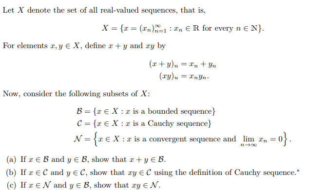 Solved Let X denote the set of all real-valued sequences, | Chegg.com