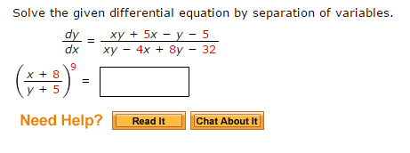 Solved Solve the given differential equation by separation | Chegg.com