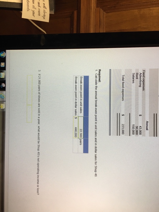 Solved Calculate the annual break-even point in unit sales | Chegg.com