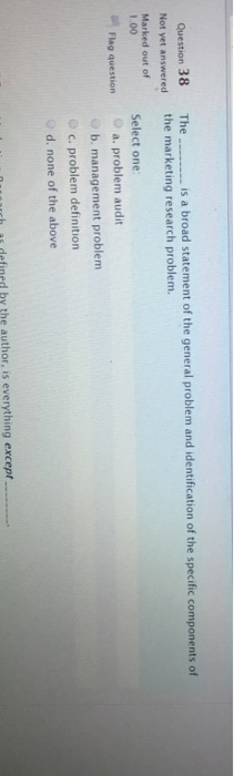 Solved The is a broad statement of the general problem and | Chegg.com