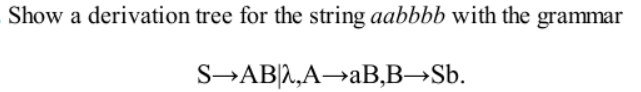 Solved Show a derivation tree for the string aabbbb with the | Chegg.com