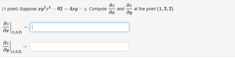 Solved Suppose xy^2z^3−62=4xy−z. Compute ∂z/∂x and ∂z/∂yat | Chegg.com