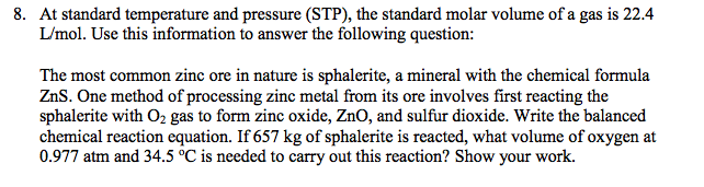 Solved At standard temperature and pressure (STP), the | Chegg.com