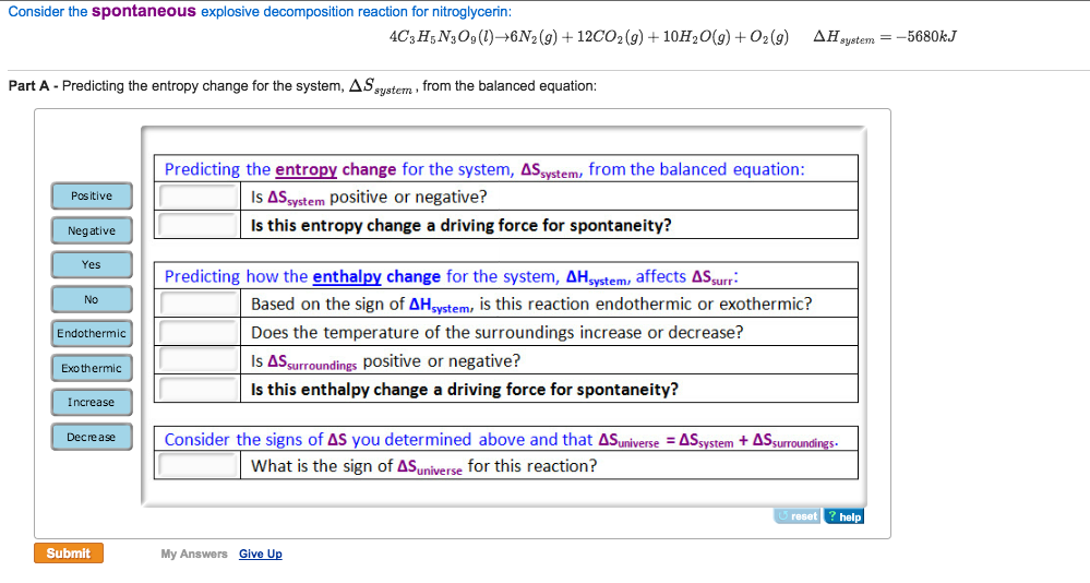 Solved Consider the spontaneous explosive decomposition | Chegg.com