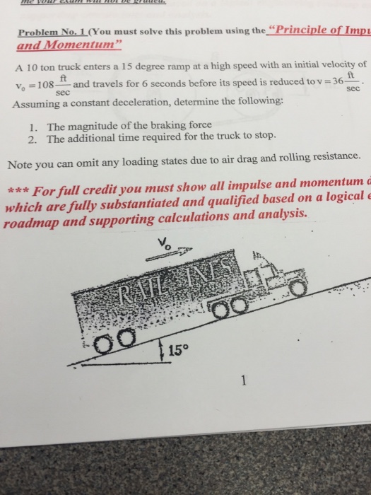 Solved A 10 ton truck enters a 15 degree ramp at a high | Chegg.com