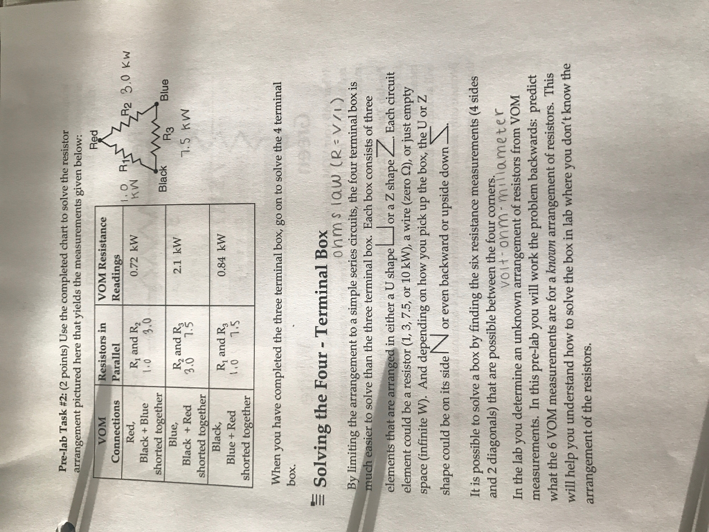 Solved Use the completed chart to solve the resistor | Chegg.com