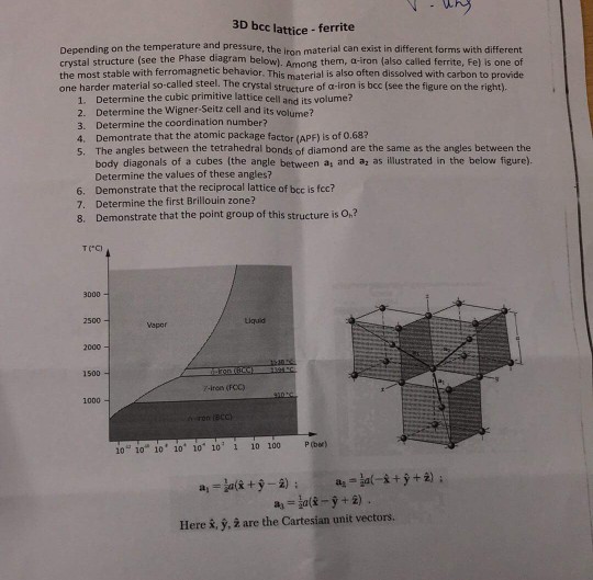 Solved 3D bcc lattice- ferrite Depending on the temperature | Chegg.com