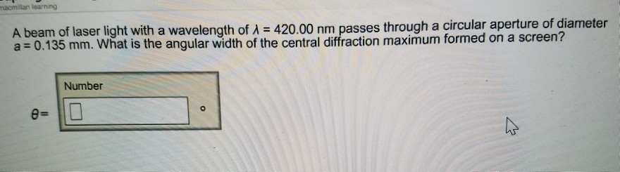 Solved A beam of laserlight with a wavelength of λ = 420.00 | Chegg.com